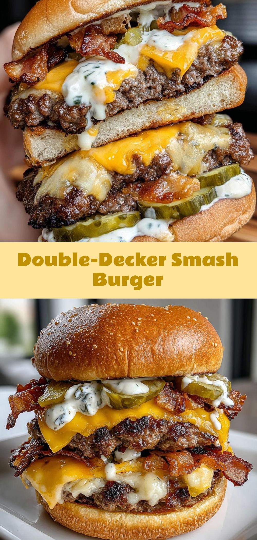 Double-Decker Smash Burger With Ranch and Bacon - recipes by racha